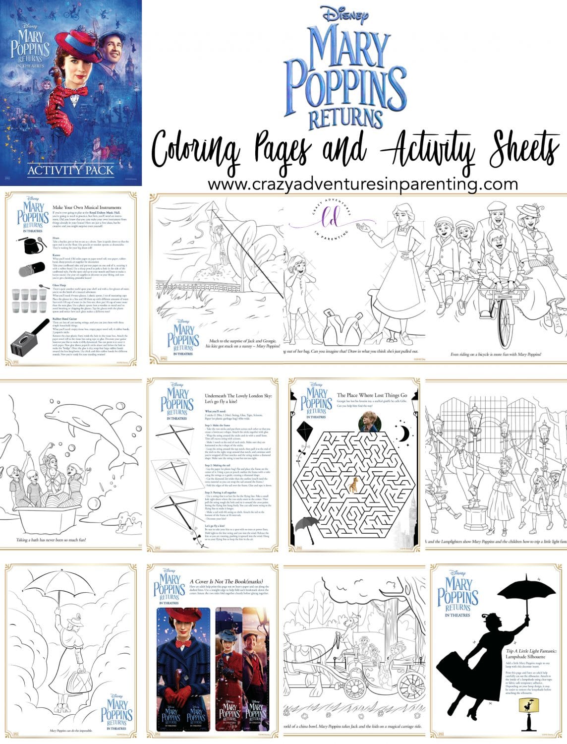 Mary Poppins Returns Coloring Pages and Activity Sheets | Crazy ...