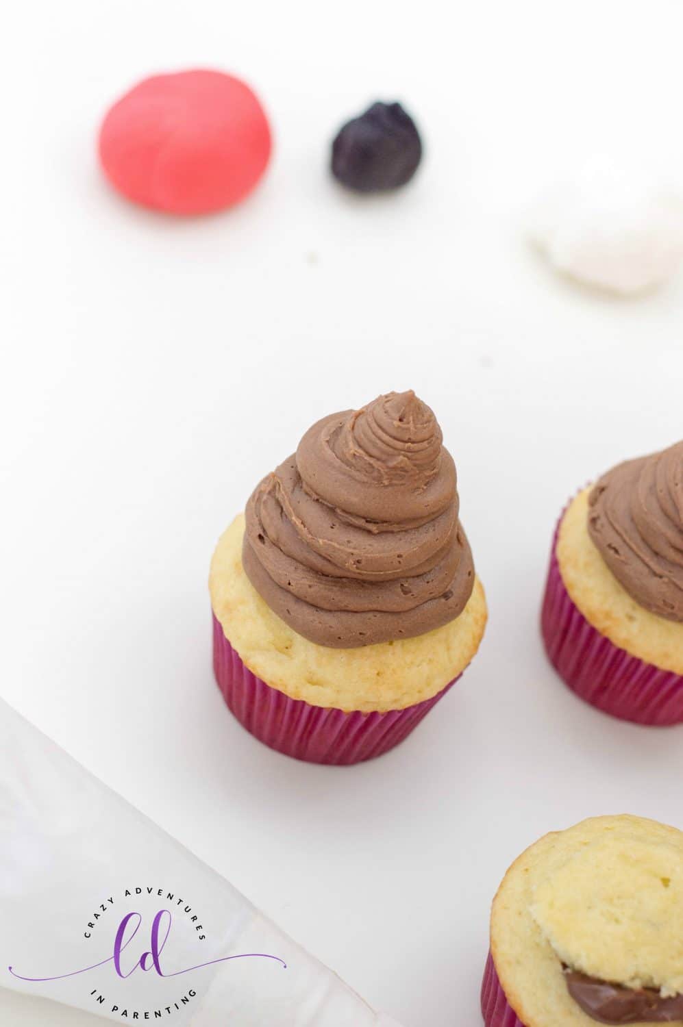 Poop Emoji Cupcakes with Nutella Filling | Crazy Adventures in Parenting