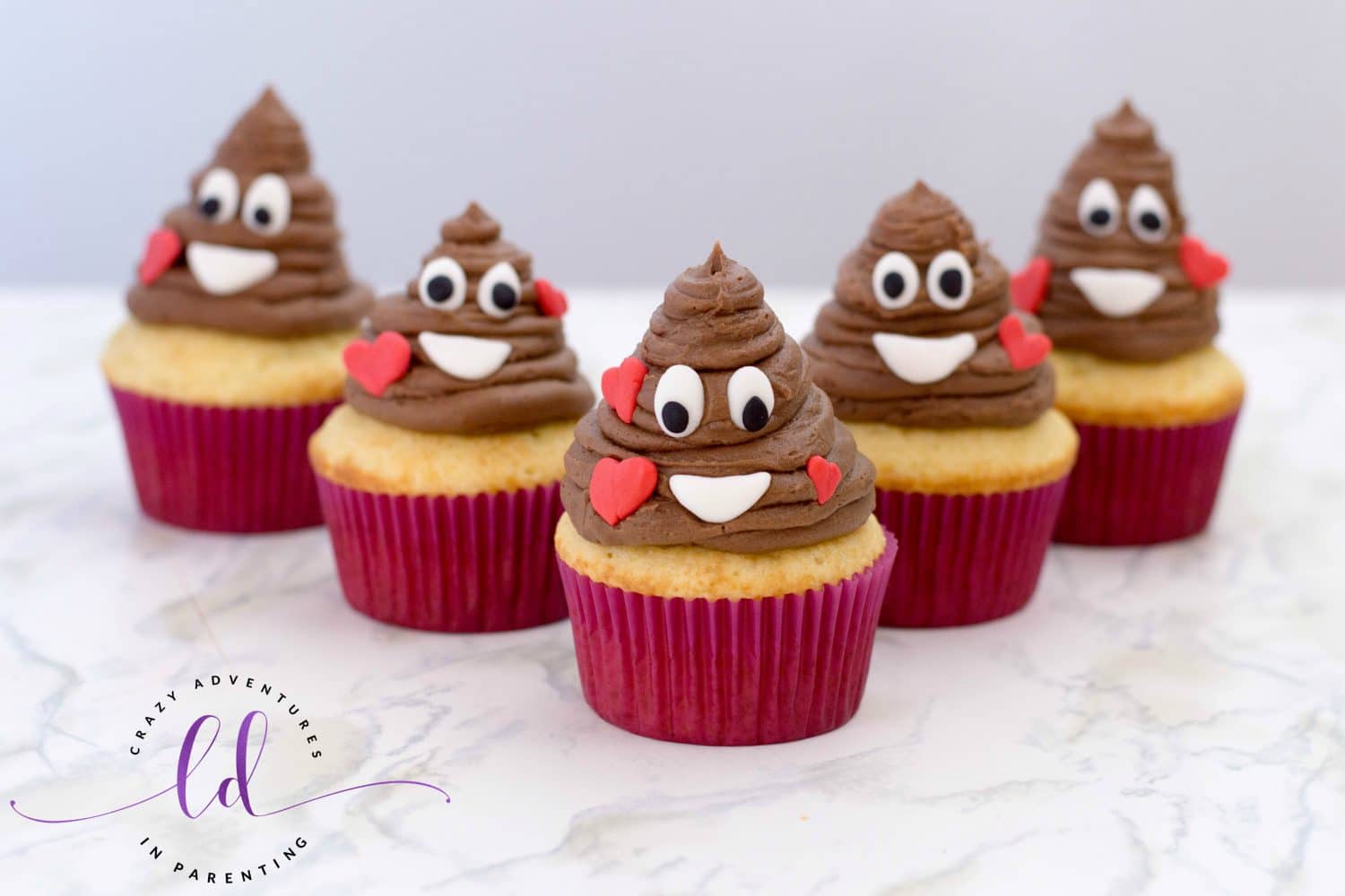 Poop Emoji Cupcakes with Nutella Filling | Crazy Adventures in Parenting