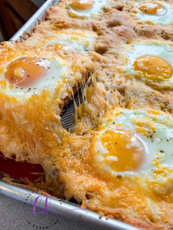 Sheet Pan Cheesy Baked Egg Toast | Crazy Adventures in Parenting