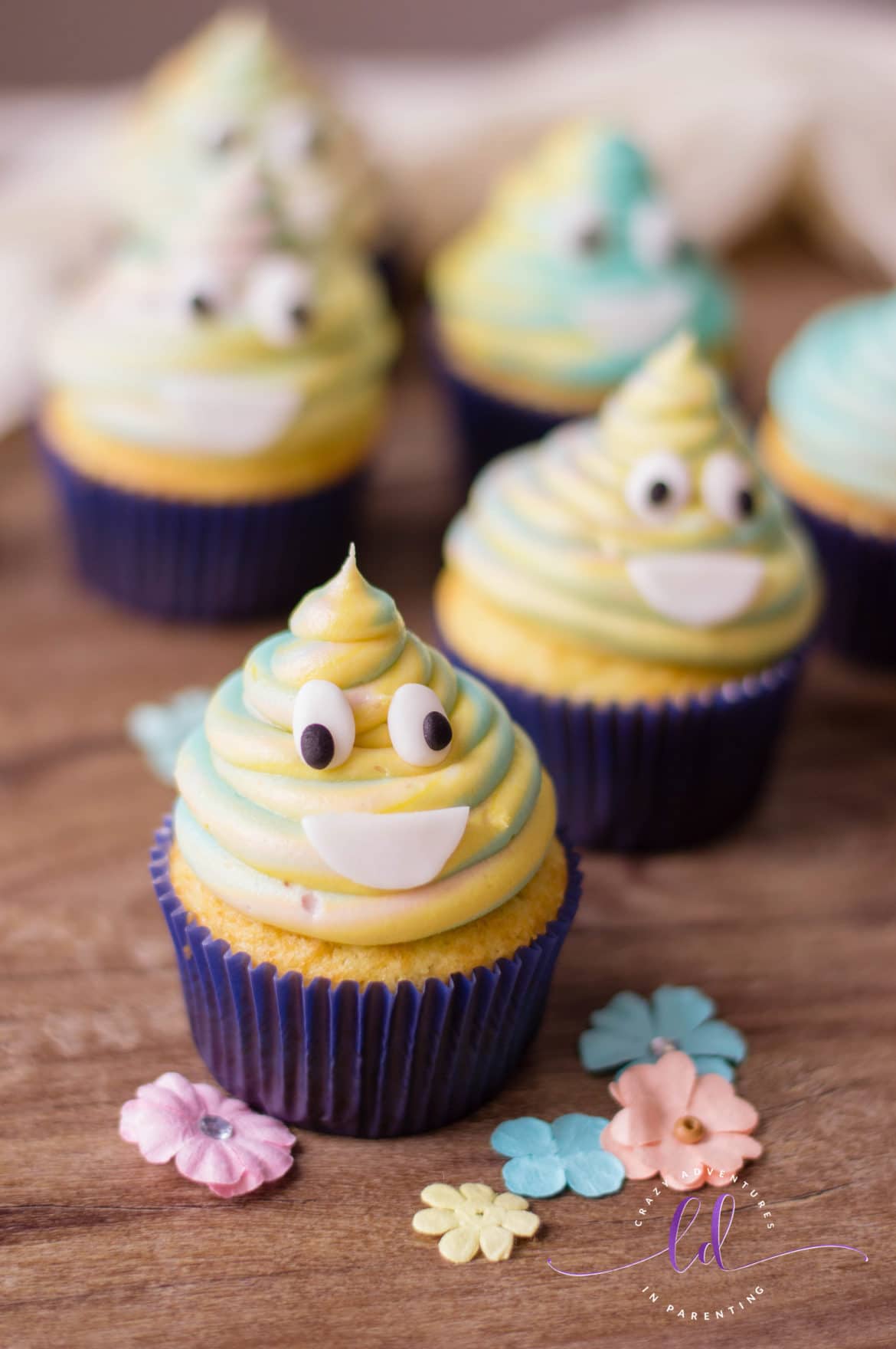 Tie-Dye Poop Emoji Cupcakes | Crazy Adventures in Parenting