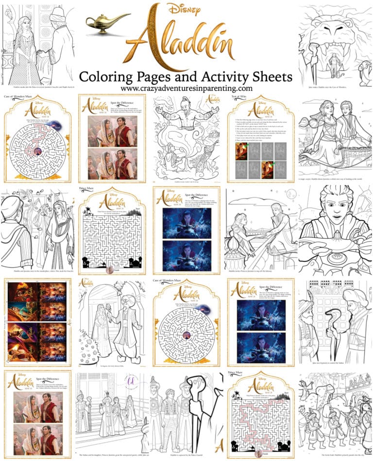 Aladdin Coloring Pages and Activity Sheets | Crazy Adventures in Parenting