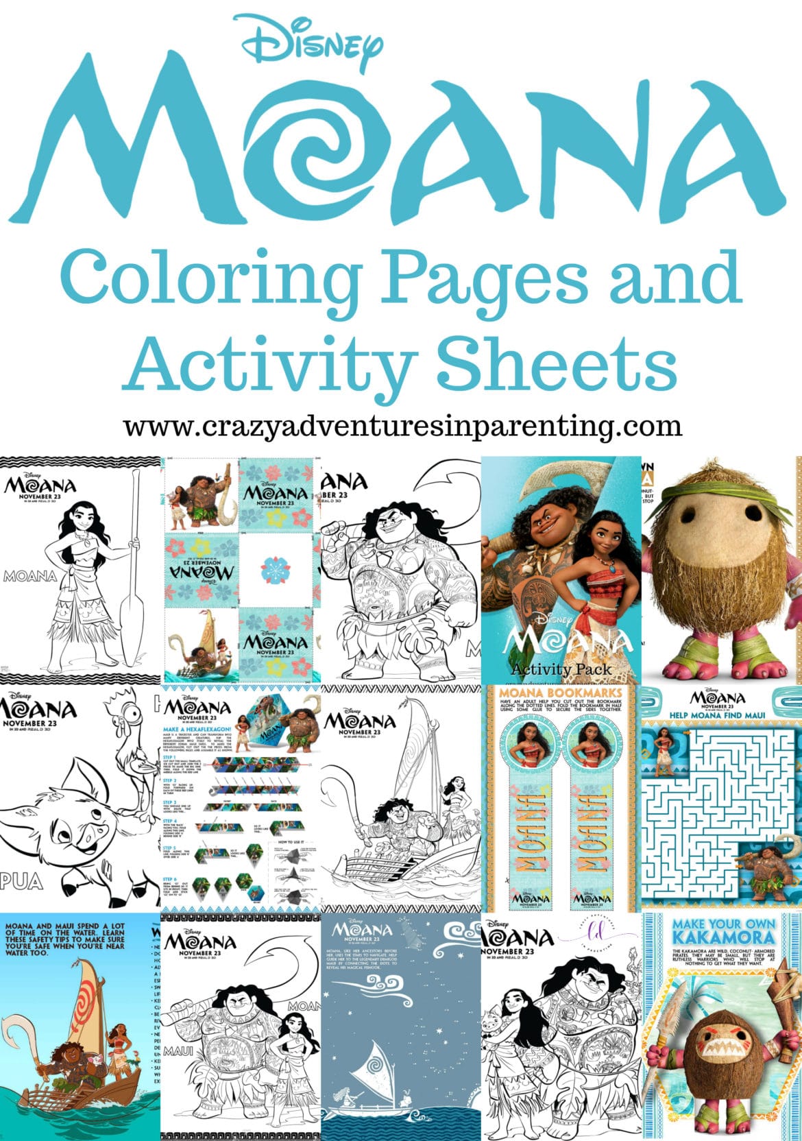 Moana Coloring Pages and Activity Sheets | Crazy Adventures in Parenting