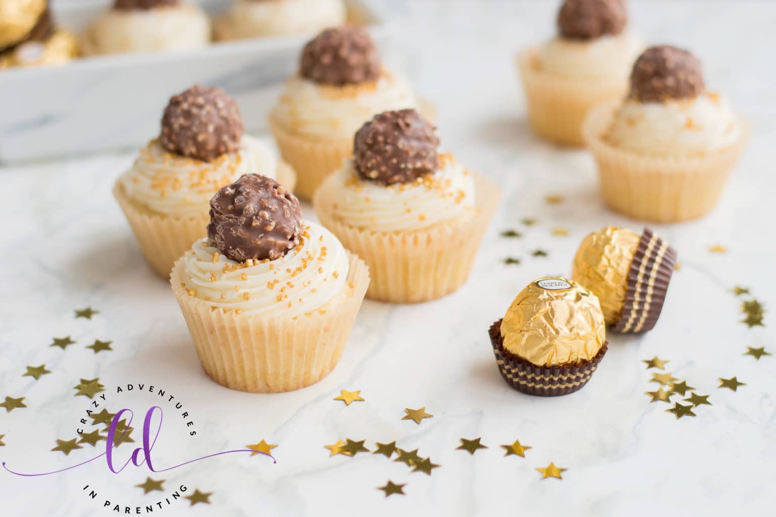 Golden Ferrero Rocher Cupcakes for New Year's Eve | Crazy Adventures in ...