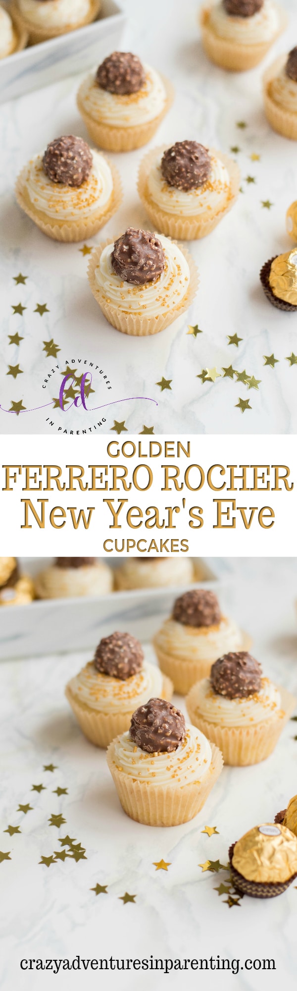 Golden Ferrero Rocher Cupcakes for New Year's Eve | Crazy Adventures in ...