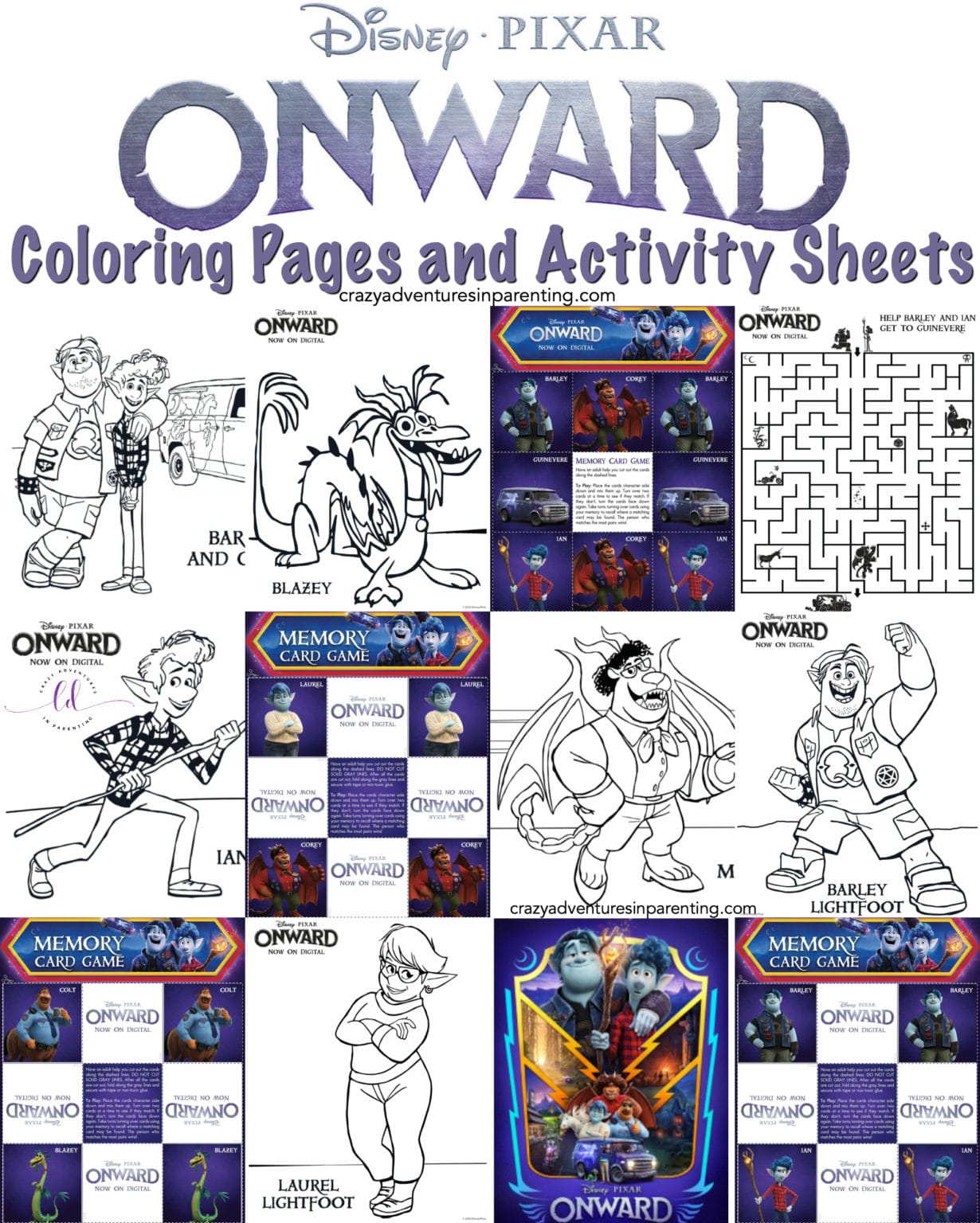 ONWARD Coloring Pages and Activity Sheets #PixarOnward | Crazy ...