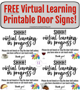 Free Virtual Learning Printable Door Signs | Crazy Adventures in Parenting