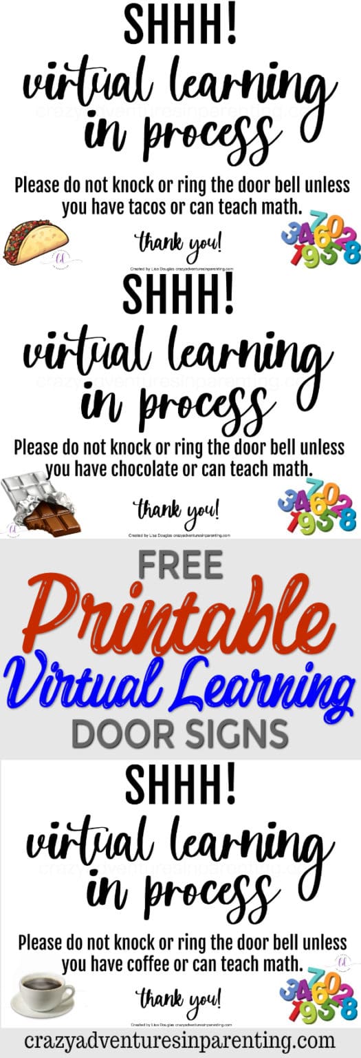 Free Virtual Learning Printable Door Signs | Crazy Adventures in Parenting