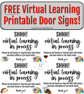 Free Virtual Learning Printable Door Signs | Crazy Adventures in Parenting