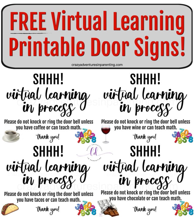 Free Virtual Learning Printable Door Signs | Crazy Adventures in Parenting