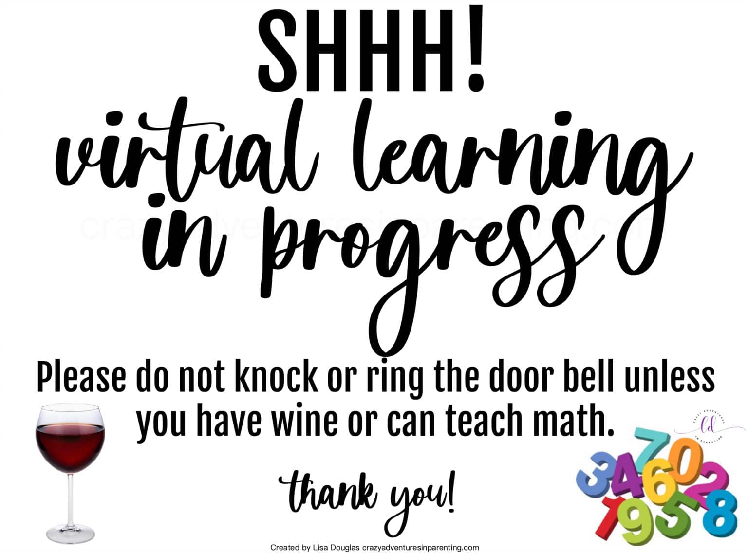 Free Virtual Learning Printable Door Signs | Crazy Adventures in Parenting