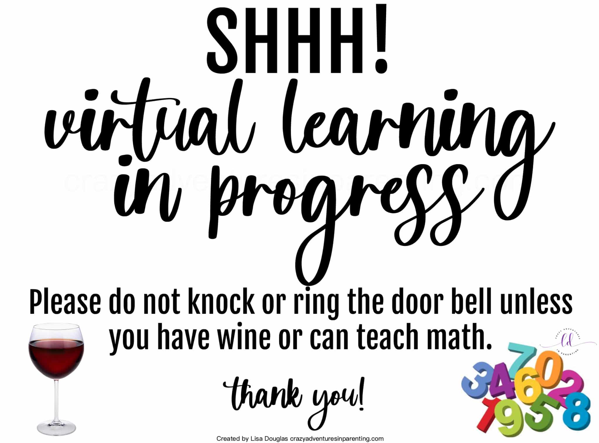 Free Virtual Learning Printable Door Signs | Crazy Adventures in Parenting