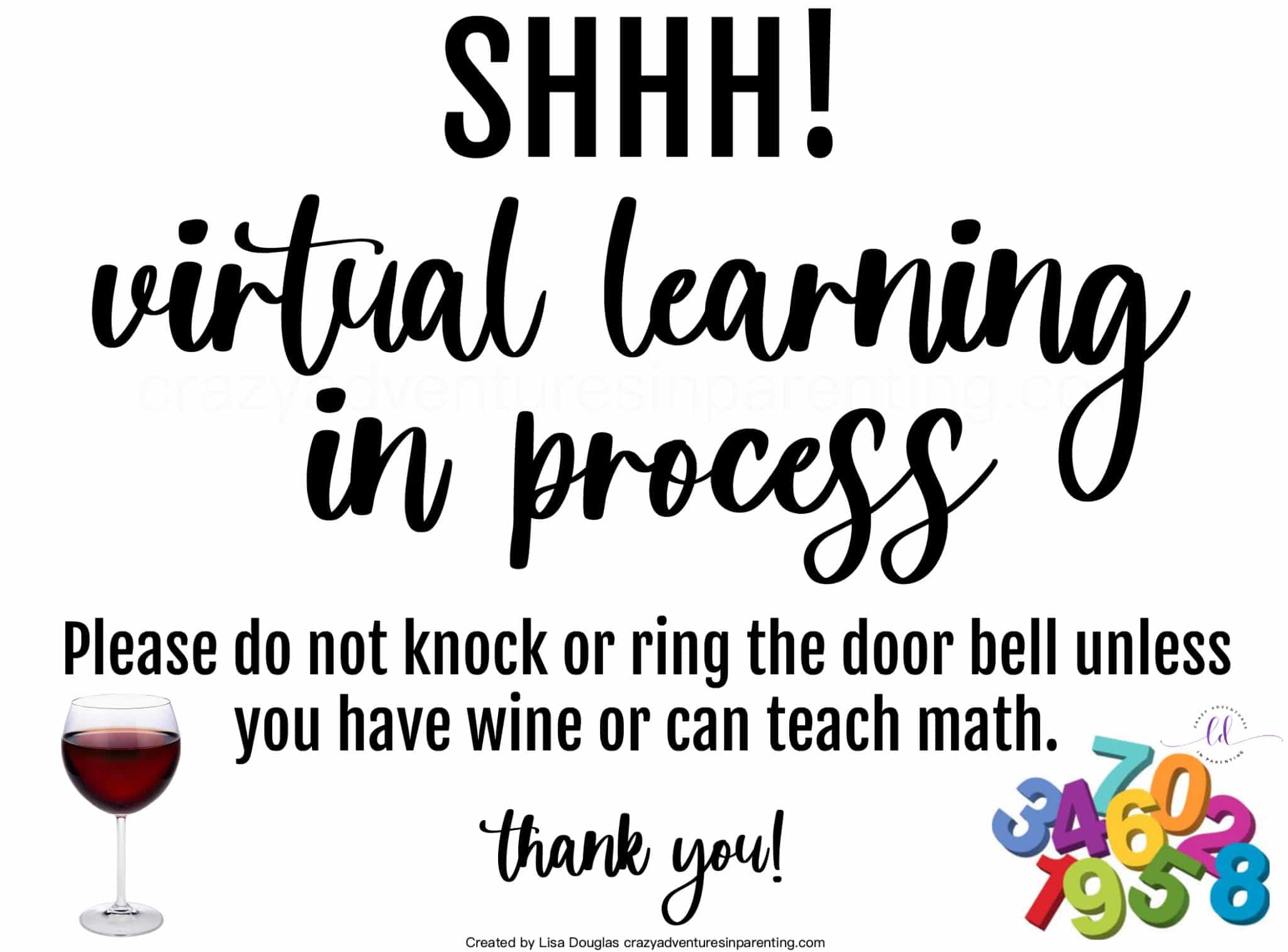 Free Virtual Learning Printable Door Signs | Crazy Adventures in Parenting