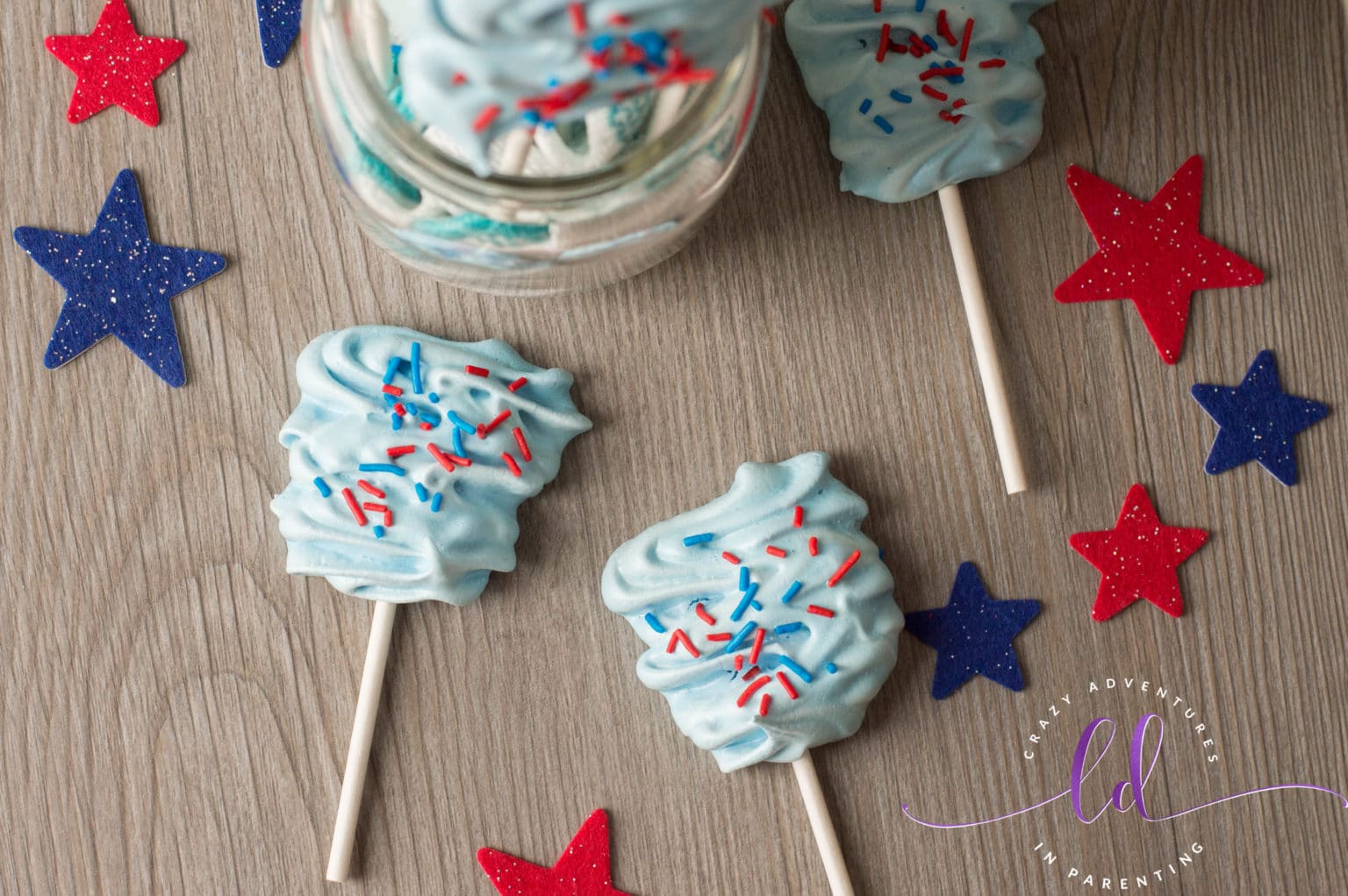 Patriotic Meringue Pops Recipe | Crazy Adventures in Parenting